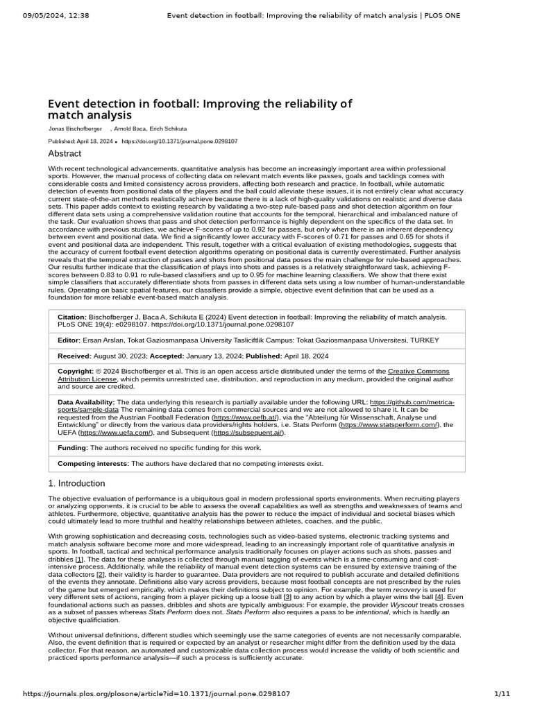 Event Detection in Football: Improving the Reliability of Match ...