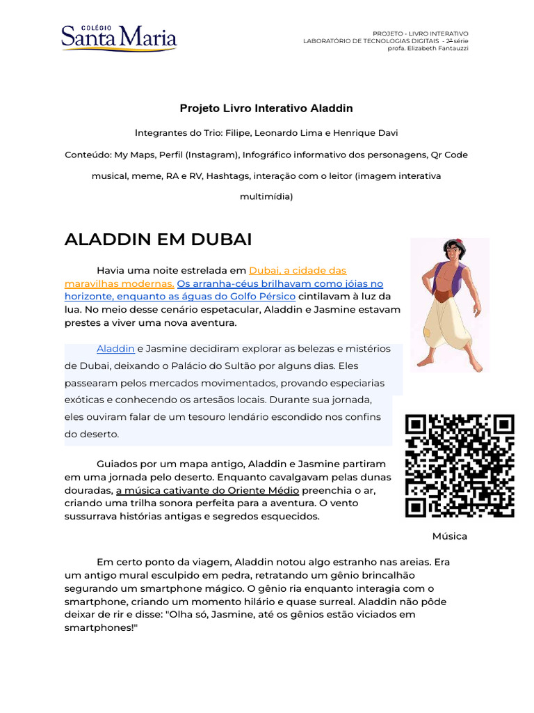 Projeto - Livro - Interativo Aladdin | PDF