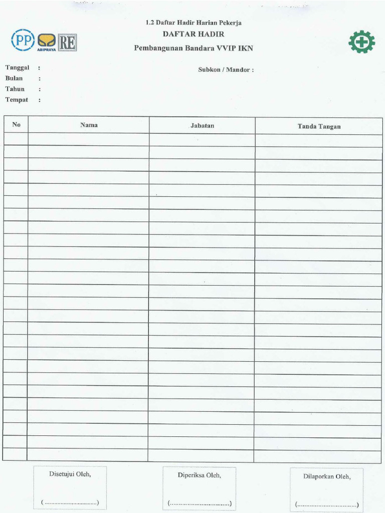 Form Absensi TBM | PDF