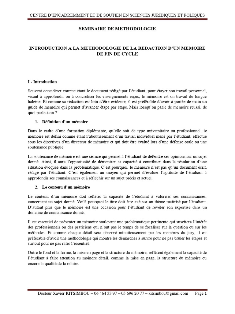 Methodologie de Redaction Memoire | PDF | Science | Définition