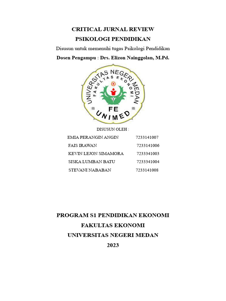 Critical Jurnal Review Psikologi Pend | PDF | Karier & Perkembangan