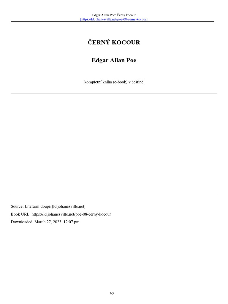 Edgar Allan Poe Cerny Kocour | PDF