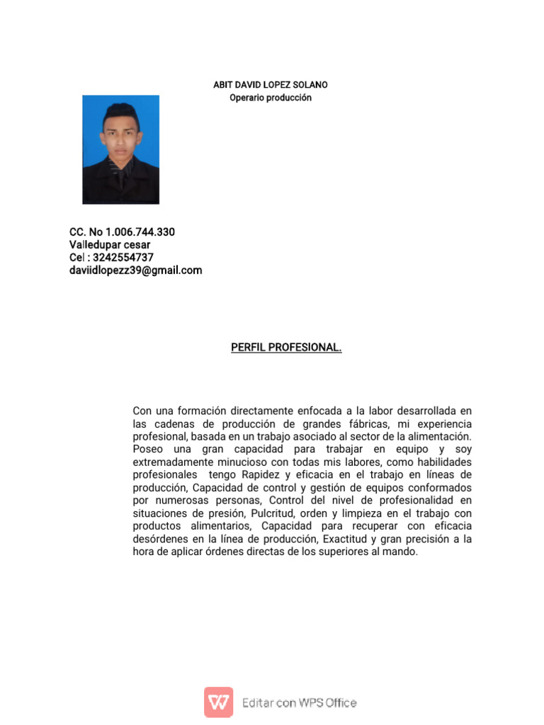 Perfil de Abid David López Solano | PDF