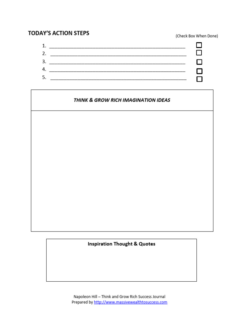 Succss Journal Action Steps | PDF | Thought | Napoleon Hill