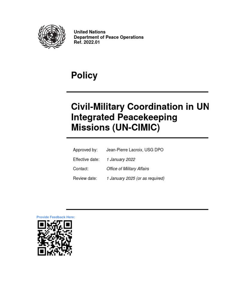 Civil-Military Coordination in UN Integrated Peacekeeping Missions (UN ...
