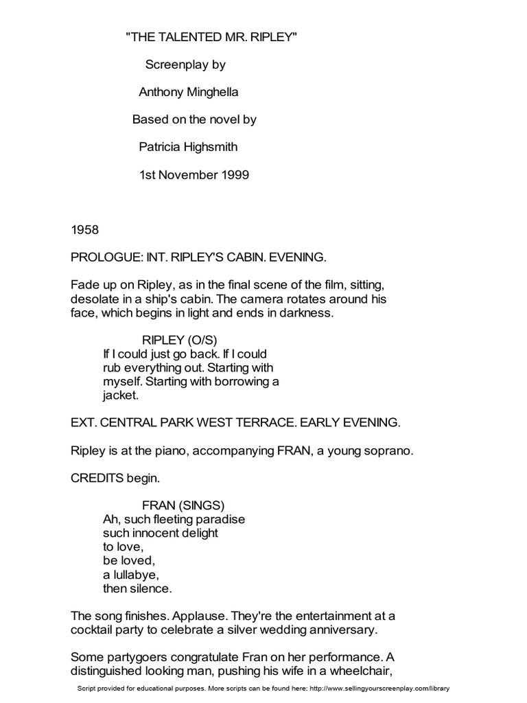 the-talented-mr-ripley - screenplay | PDF