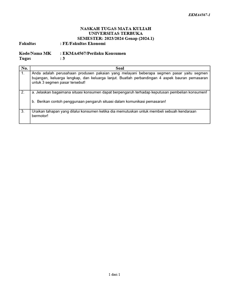 Soal Ekma4567 tmk3 1 | PDF