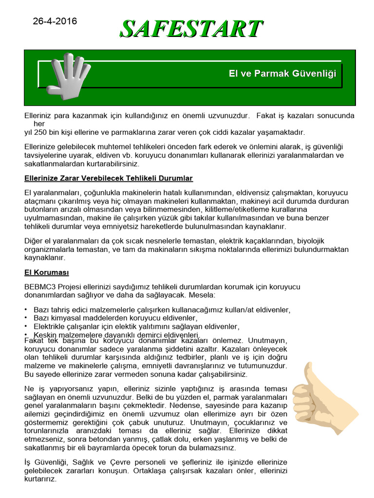 26-Safestart - Hand & Finger Safety - Tur | PDF