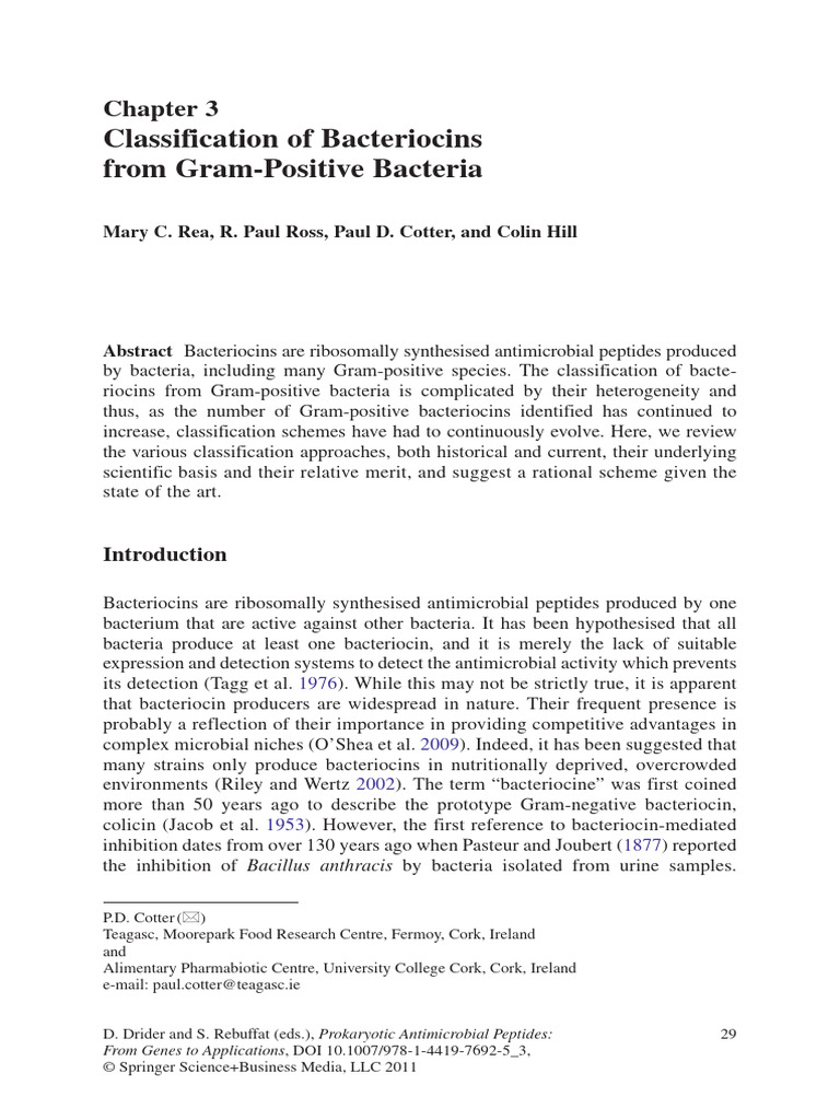 Classification of Bacteriocins From Gram-Positive - 240516 - 123512 ...
