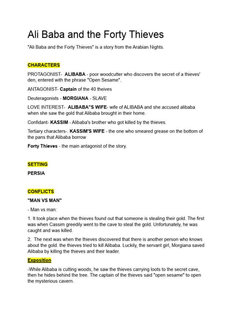 Ali Baba And The Forty Thieves Final Pdf