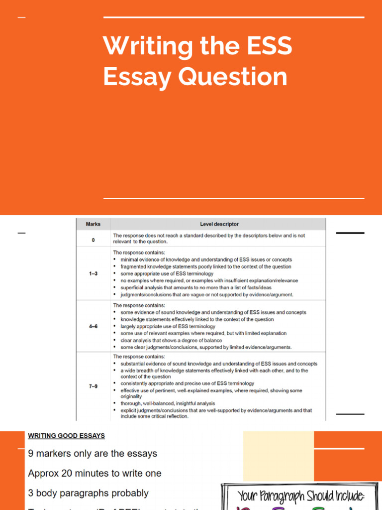 Writing The ESS Essay Question DP 1 | PDF
