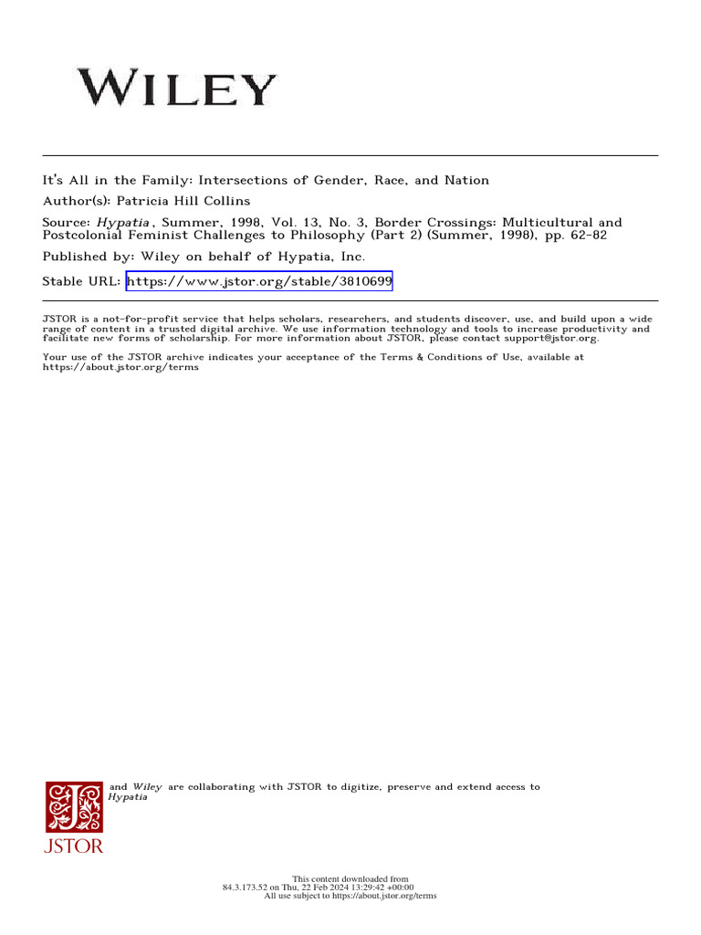 Collins FamilyIntersectionsGender 1998 | PDF | Intersectionality | Family