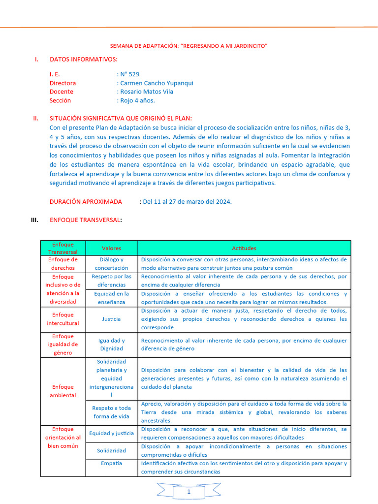 Semana de Adaptacion 529 | PDF | Amor | Enseñando