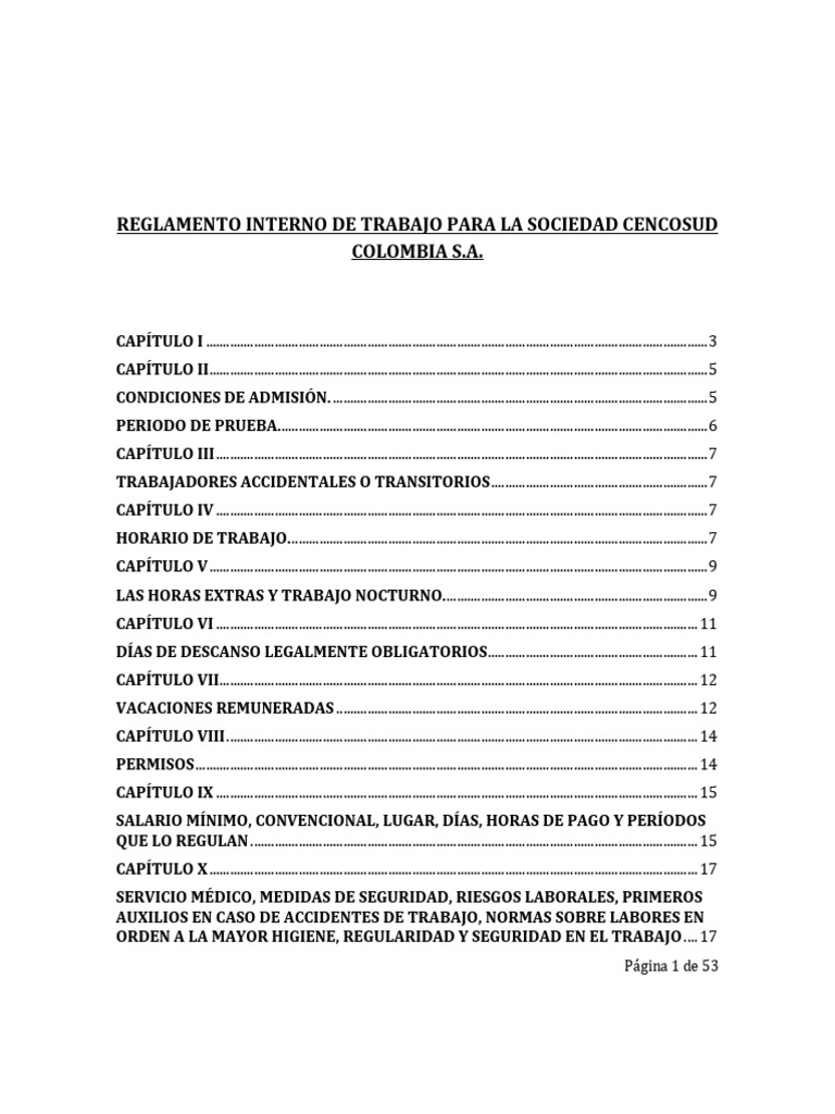 Reglamento Interno de Trabajo. | Descargar gratis PDF | Salario ...