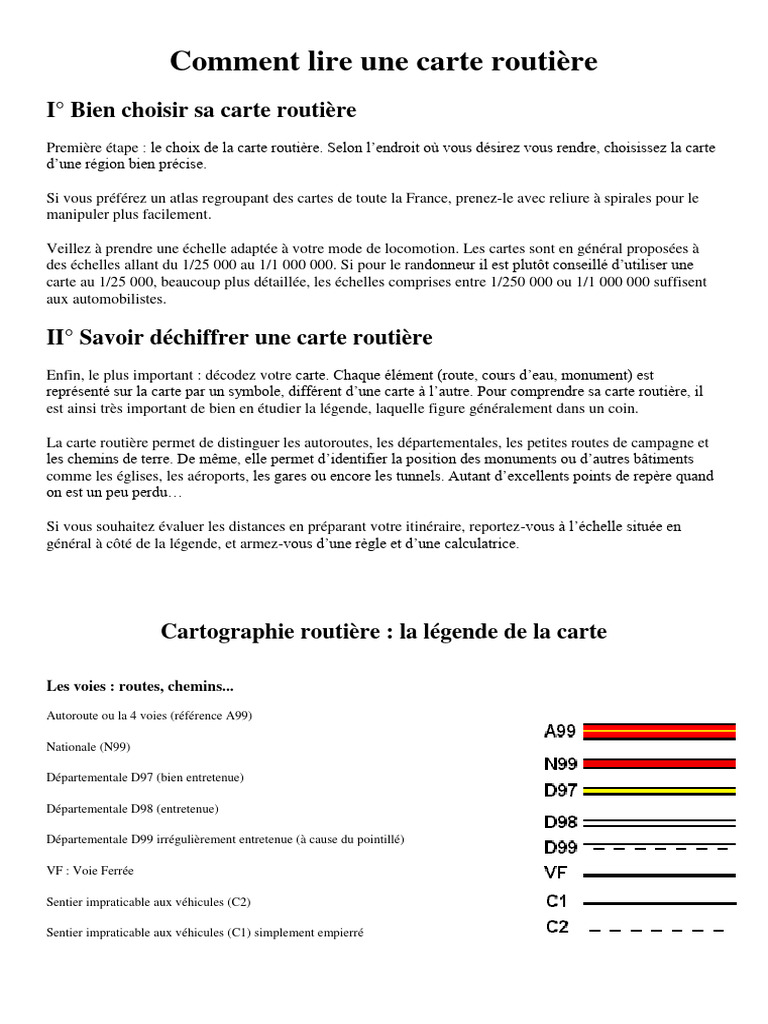 Guide de lecture d'une carte routière | PDF | Autoroute