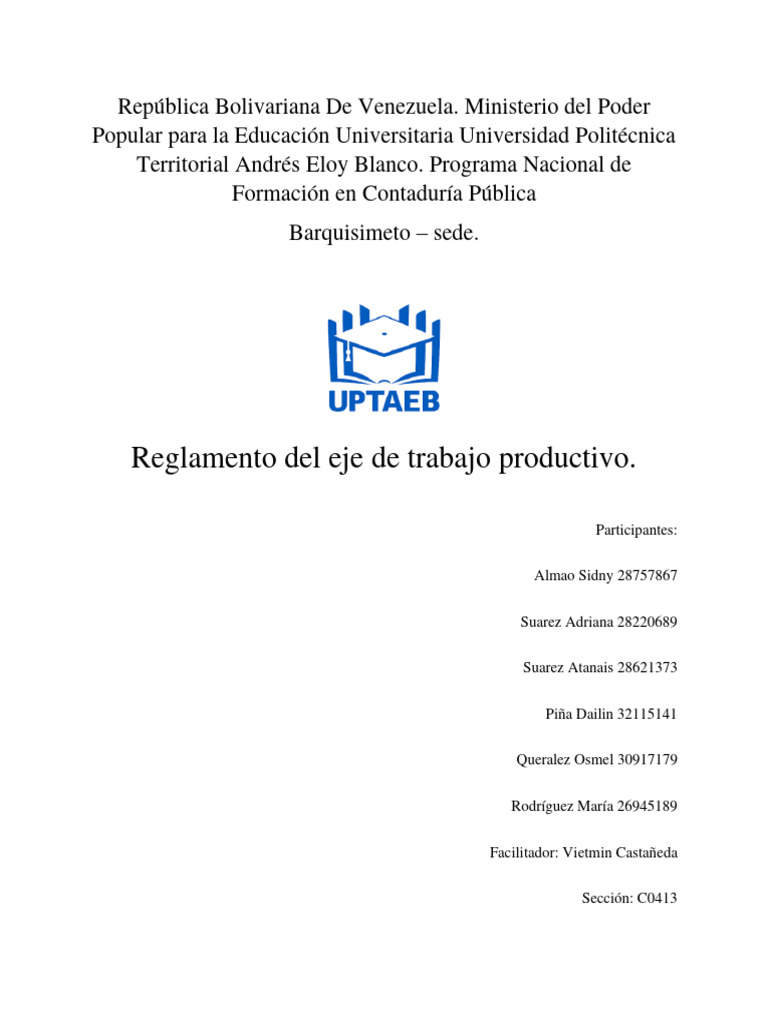 Reglamento Del Eje de Trabajo Productivo | PDF