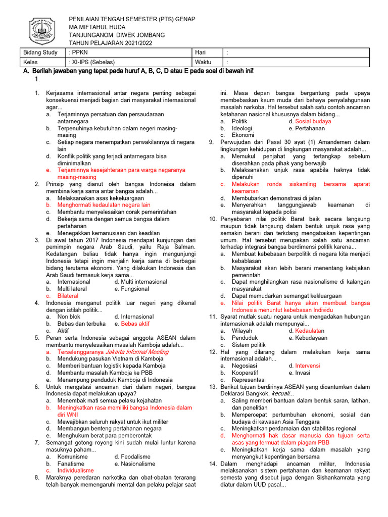 PTS PPKN Xi | PDF