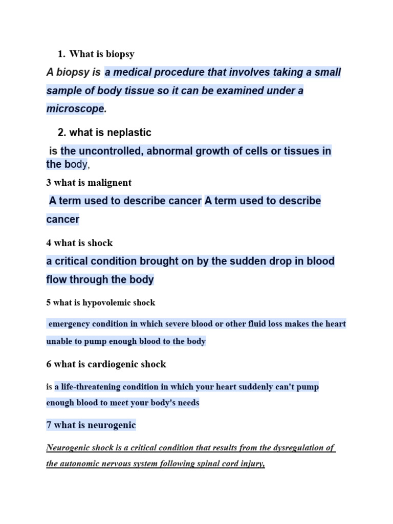 Medical Procedures & Conditions Guide | PDF