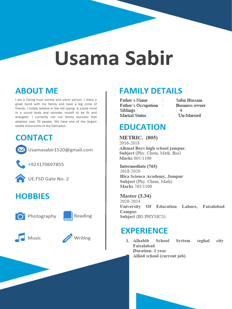 Profile of Usama Sabir | PDF