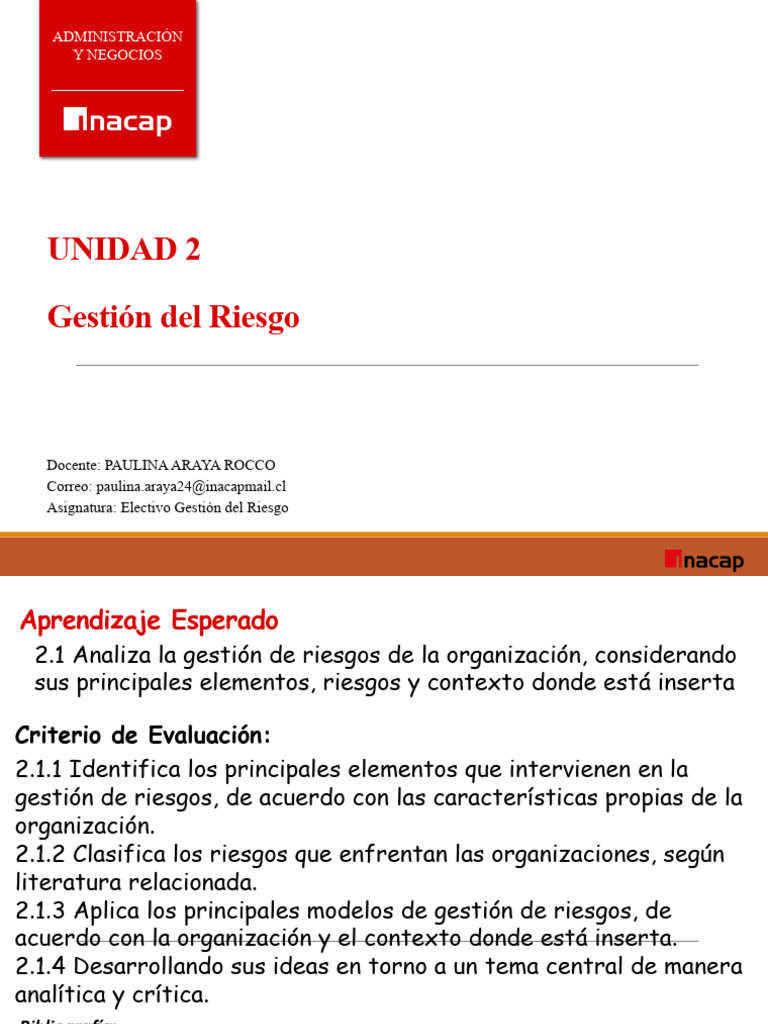 Clase 4 Unidad 2 Gestión Del Riesgo | PDF | Riesgo | Gestión de riesgos