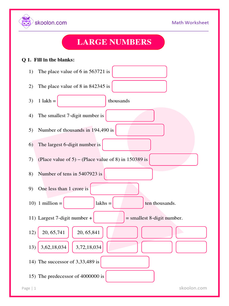 G4 Maths Large Numbers 310 | PDF