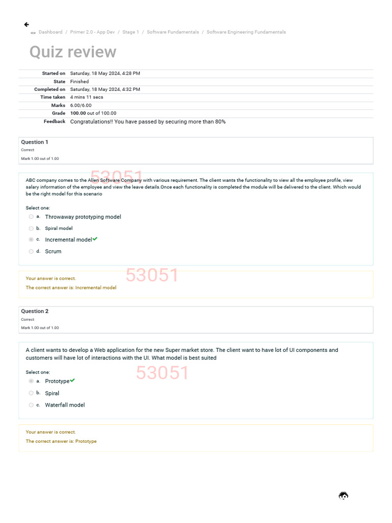Sdlc Pre Quiz Pdf Software Development Process Engineering