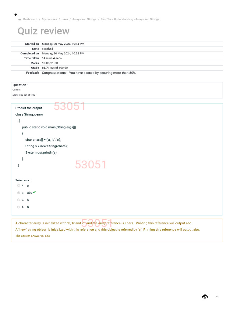 Test Your Understanding - Arrays and Strings_ Attempt review | PDF ... Test Your Understanding - Arrays and Strings_ Attempt review | PDF ...