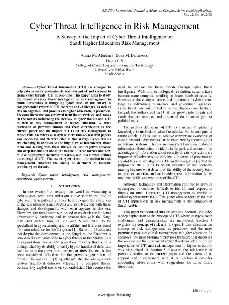 Cyber Threats in Saudi Education | PDF | Security | Computer Security