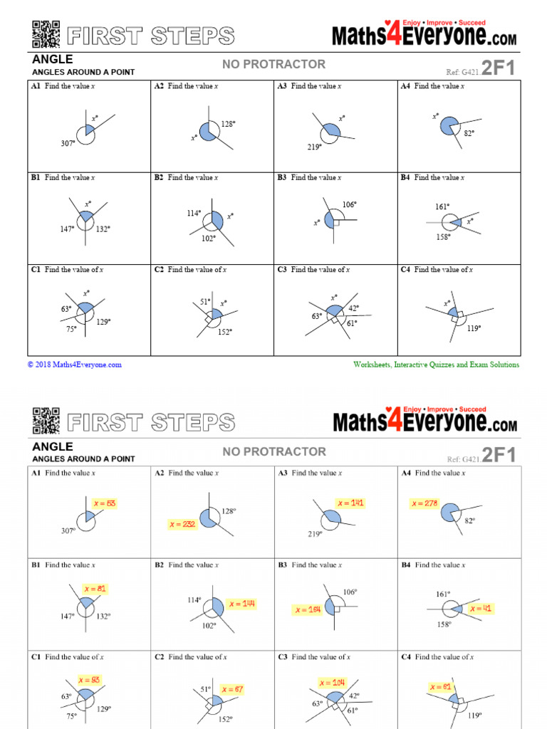 First Steps Angles Around A Point | PDF