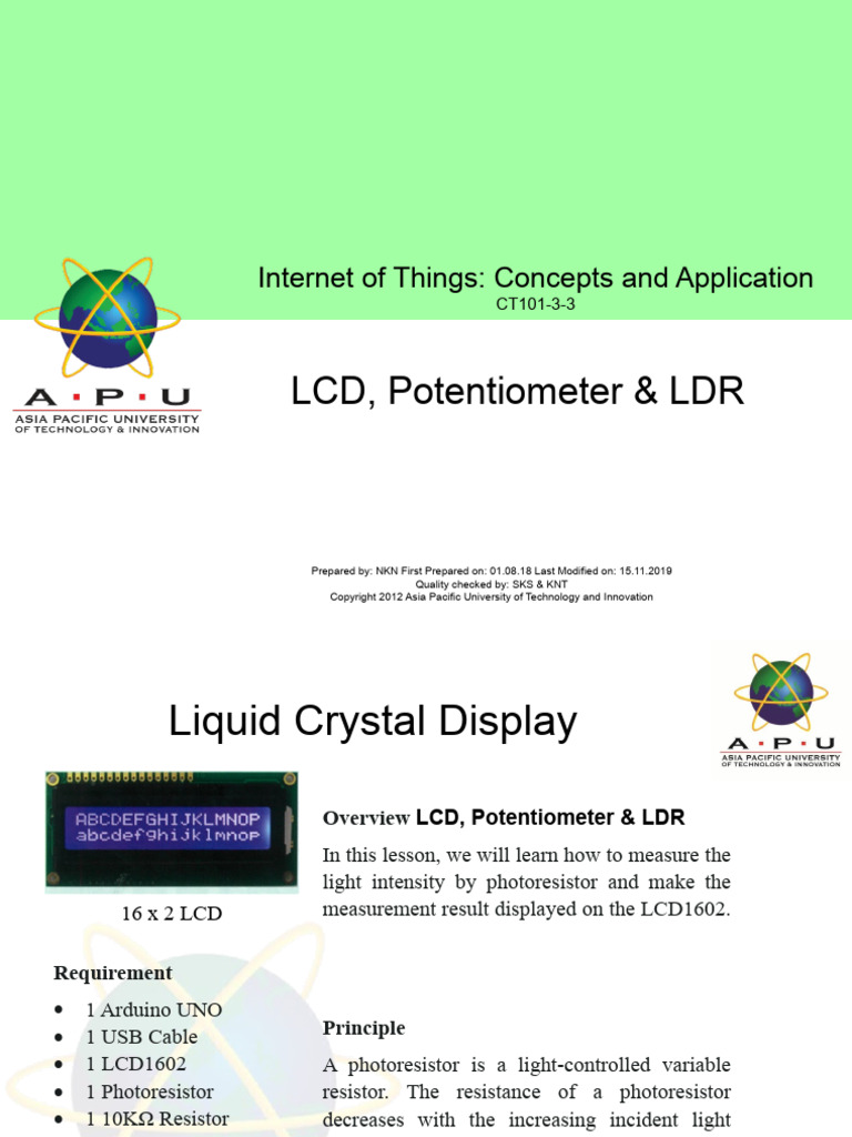 Topic 15 LCD Potentiometer | Download Free PDF | Cursor (User Interface) | Electricity