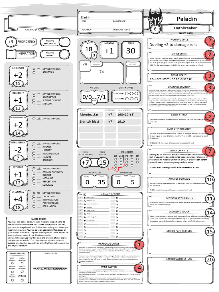 Hexbreaker LVL8 Sheet | PDF | Role Playing Games