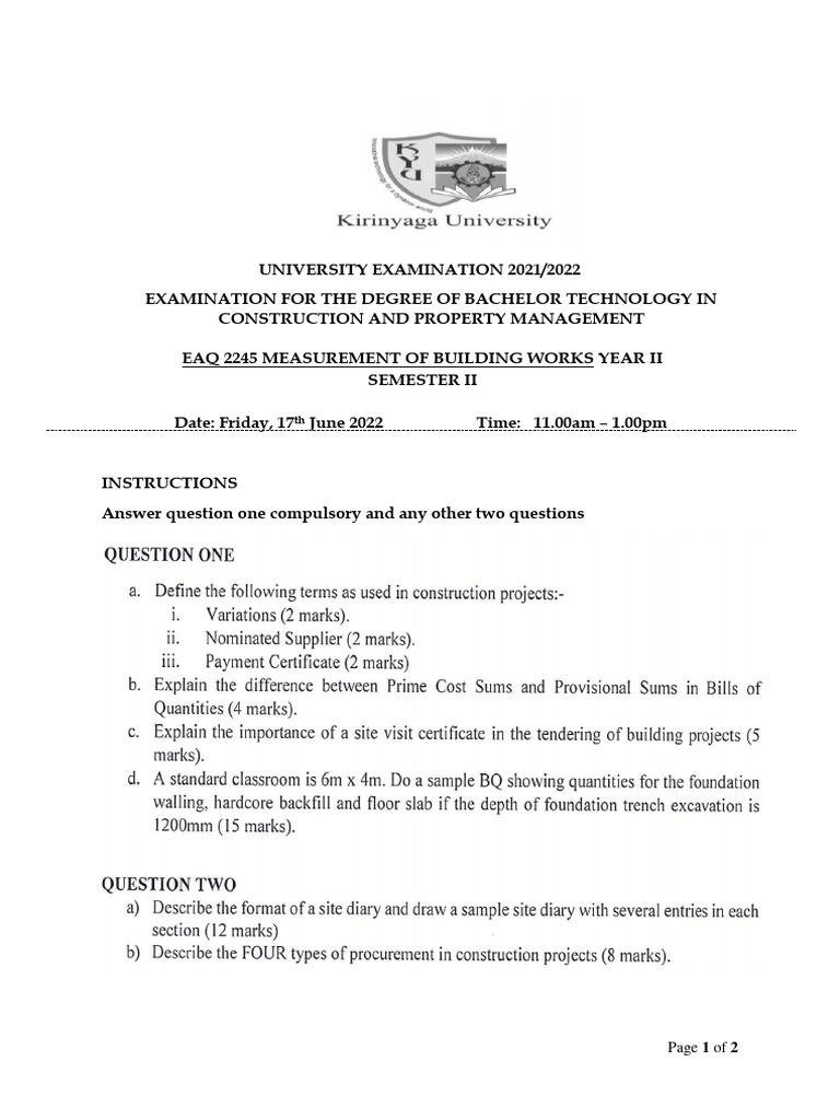 Eaq 2245 Measurement of Building Works | PDF