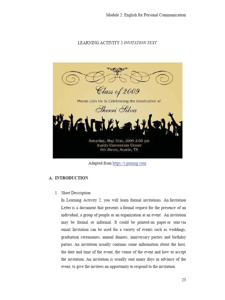 M2 2. Invitation | Download Free PDF | Learning | Reading Comprehension