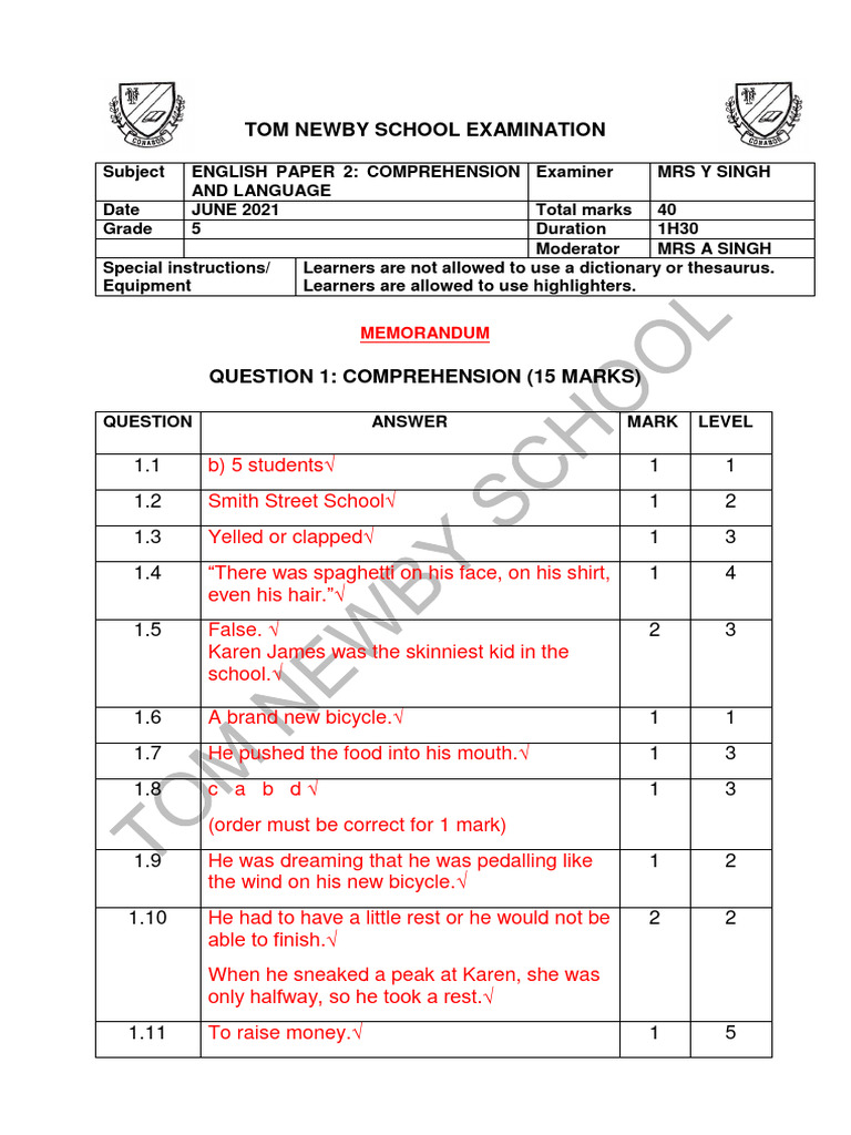 English Comprehension Exam June 2021 | PDF | Grammatical Tense | Verb
