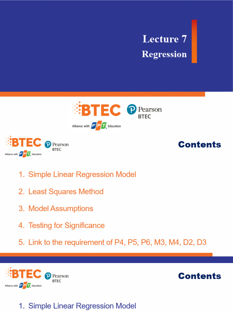 Lecture 7 - Regression | PDF | Regression Analysis | Linear Regression Lecture 7 - Regression | PDF | Regression Analysis | Linear Regression