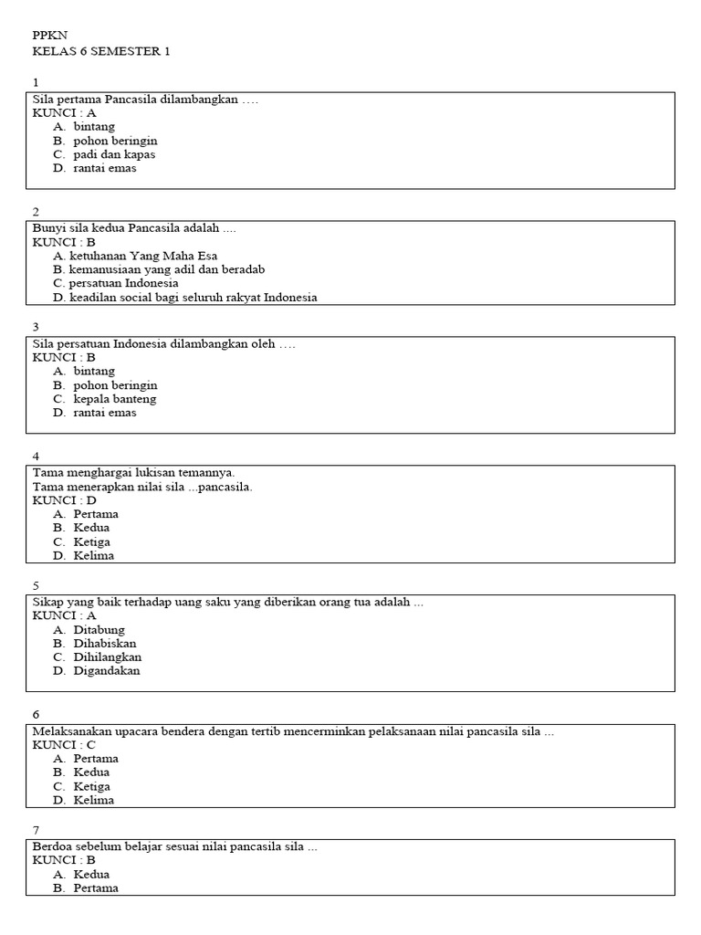 Contoh Template Ujian Kelas 4-6 | PDF