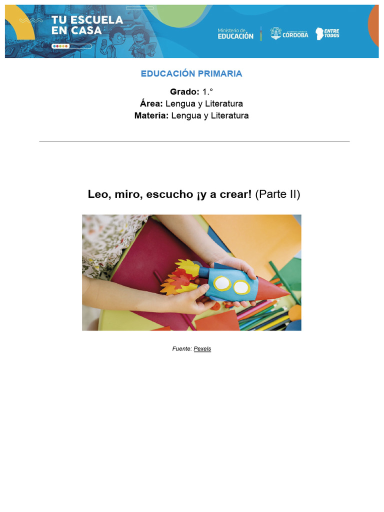 Leo, Miro, Escucho ¡Y A Crear! (Parte II) Lengua y Literatura. Primaria ...