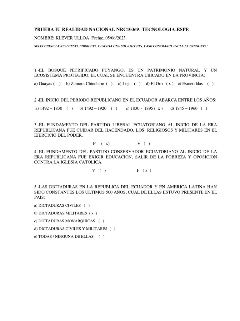 Ulloa - Prueba Iu Real Nac 10309 | PDF | Ecuador | Economias