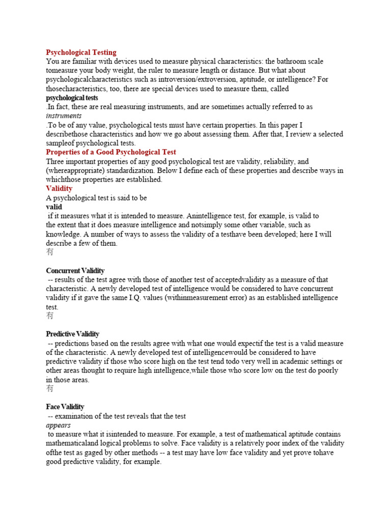 Understanding Psychological Tests | PDF | Validity (Statistics ...