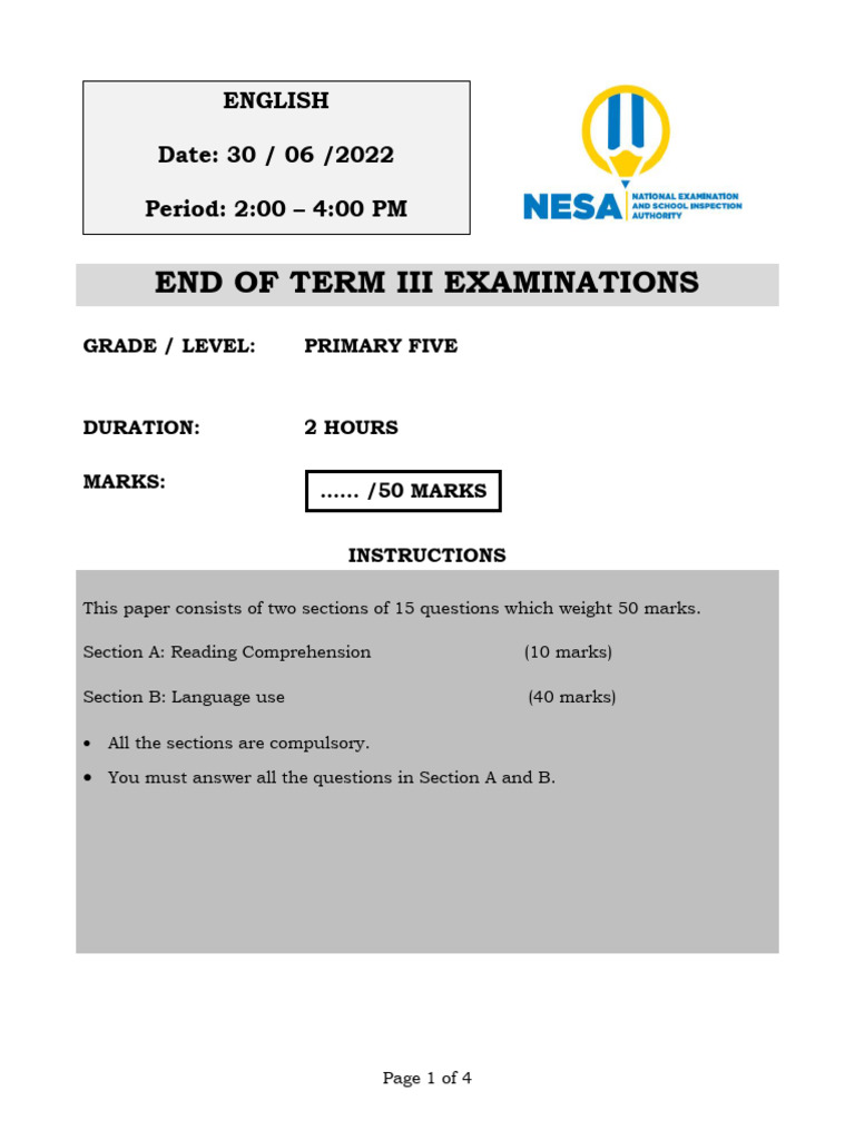 p5 English Paper | PDF | Rwanda