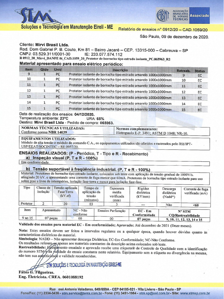 R 0912 - 20 - Mirvi - DANFE ÑT - CAD.1059 - 20 - Protetor de Borracha ...