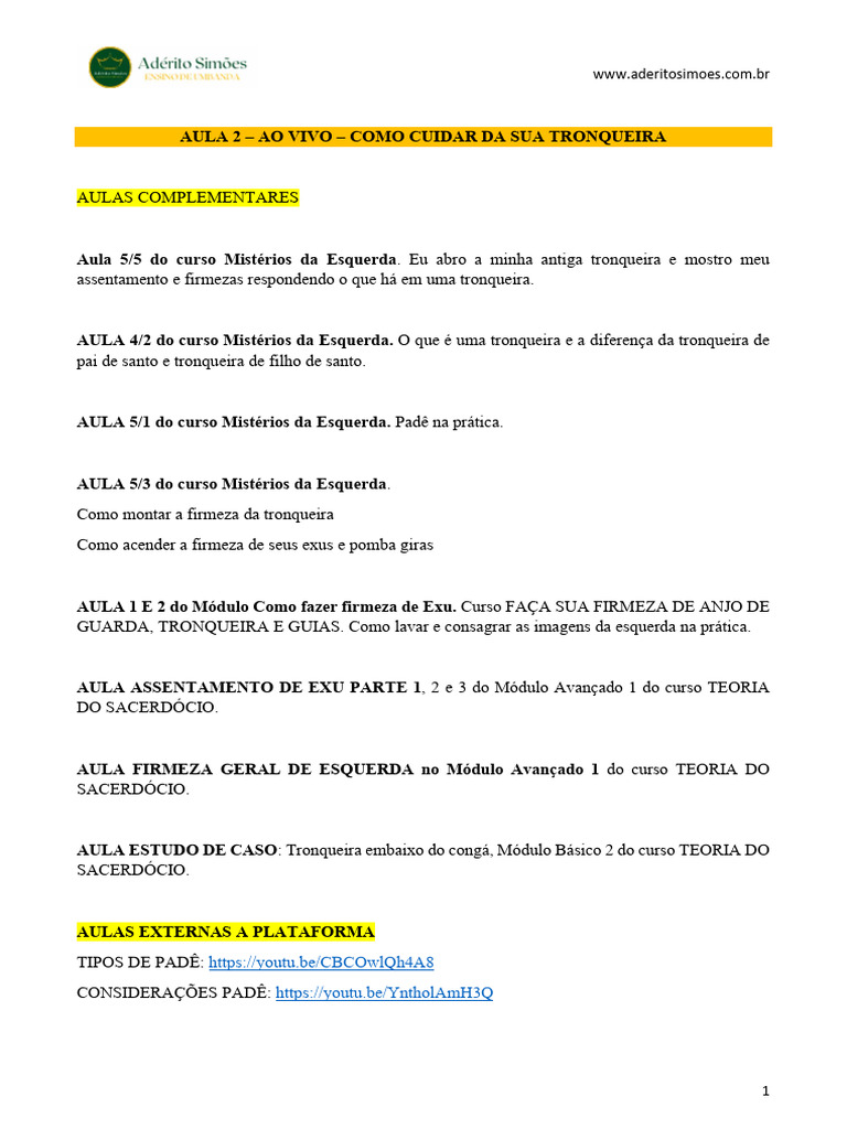 02 Caderno Complementar Da Aula | PDF