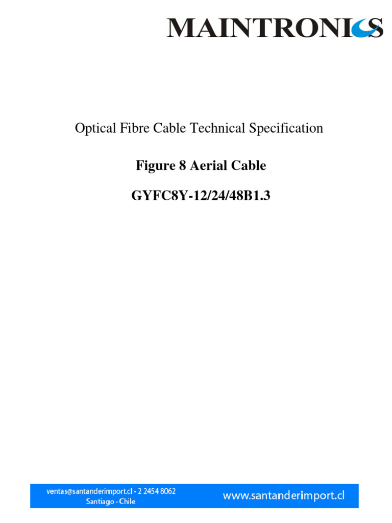 Ficha Tecnica Fibra Figura 8 SM 12 24 48F - MAINTRONICS | PDF | Optical Fiber | Optics