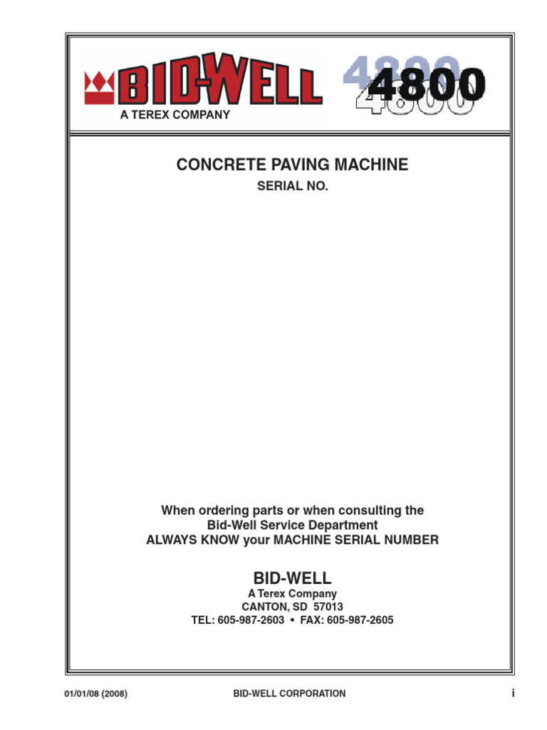 Typical Bidwell Owner Manual | PDF