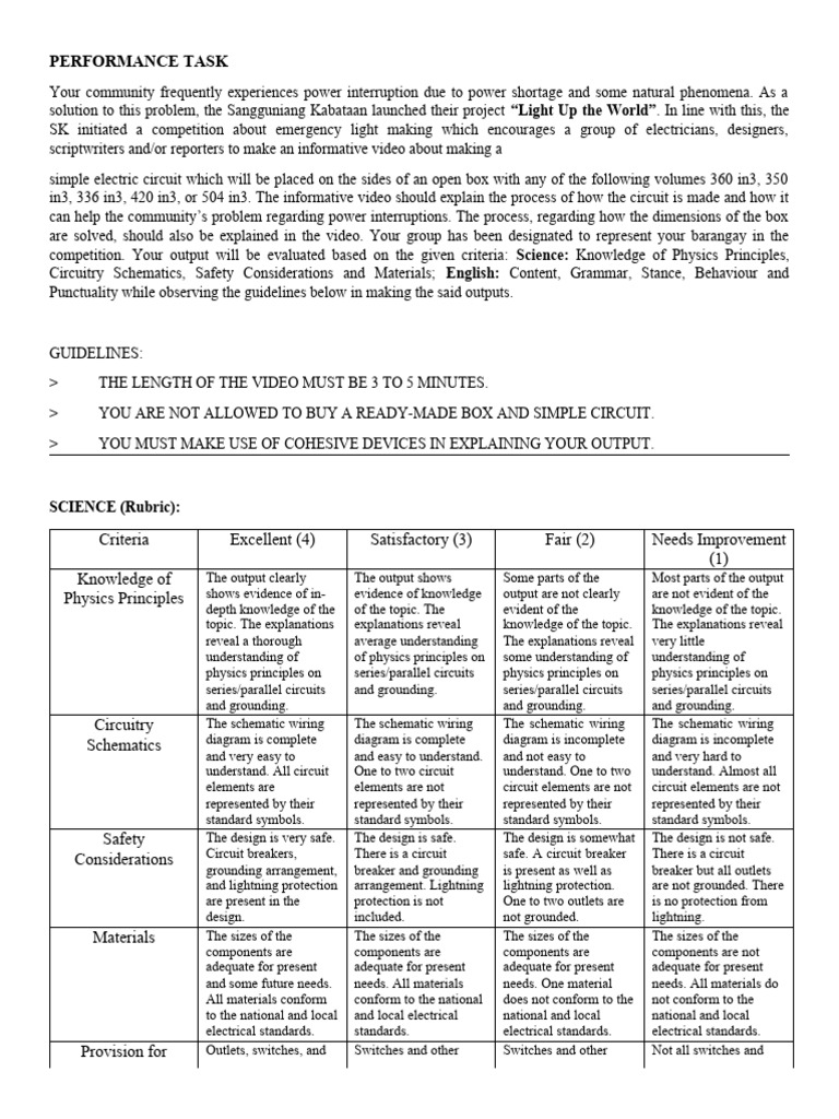 Emergency Light Circuit Competition Guide | PDF | Electromagnetism ...
