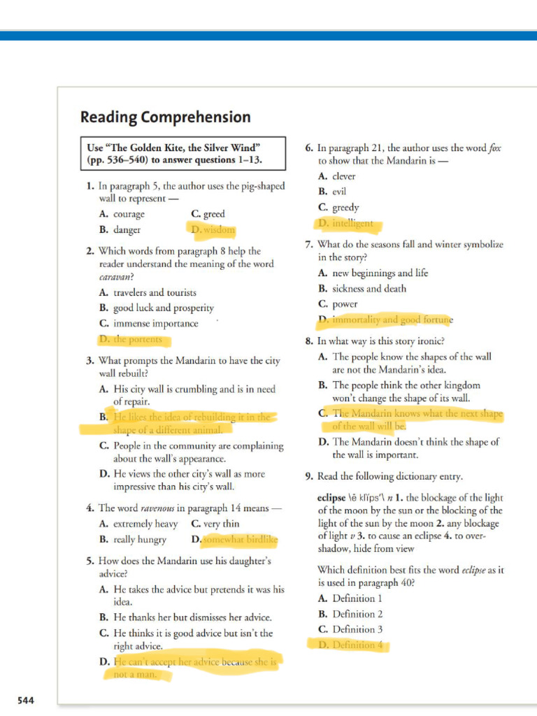 Reading Comprehension 3 Question List | PDF