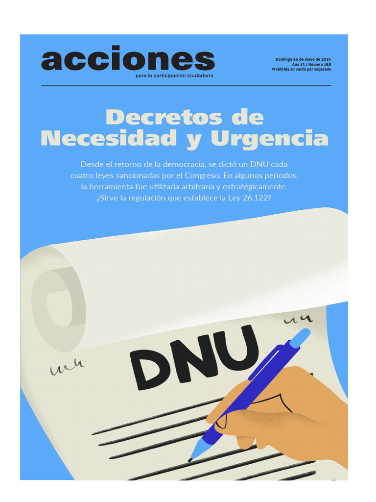 Decretos de Necesidad y Urgencia: Domingo 26 de Mayo de 2024 Año 13 / Número 188 Prohibida Su ...