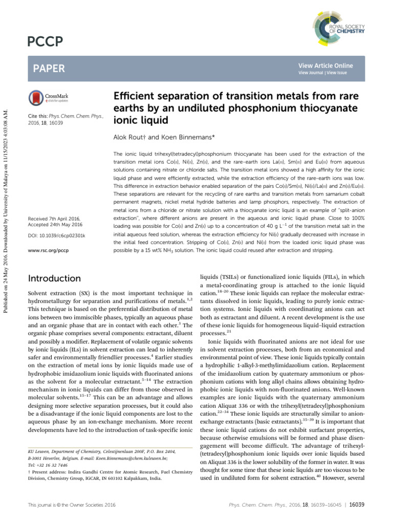 2016 Efficient Separation of Transition Metals From Rare Earths by An ...