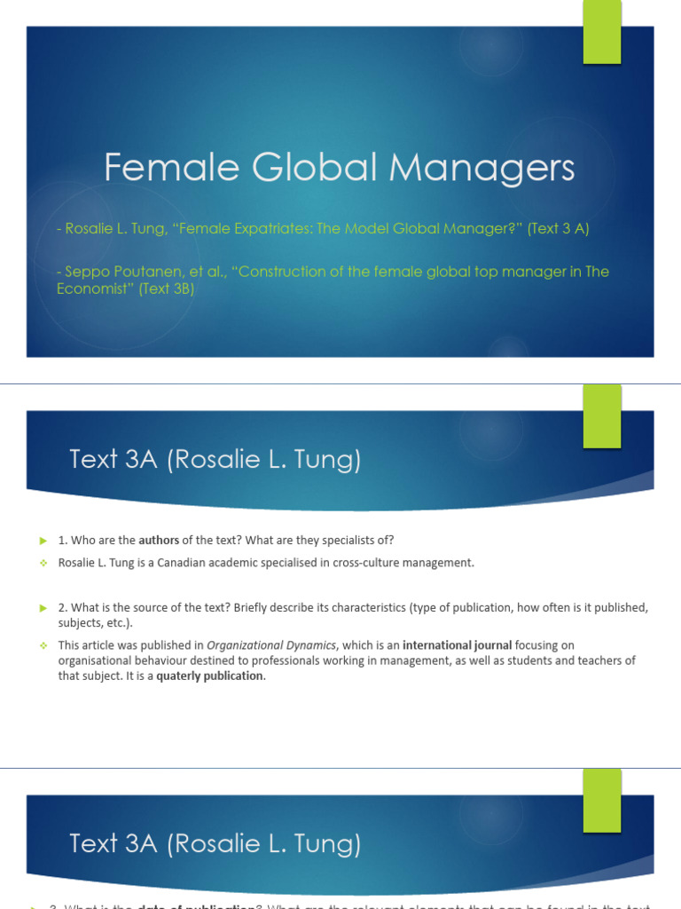 3 Female Global Managers (3A B) | PDF | Gender | Gender Studies