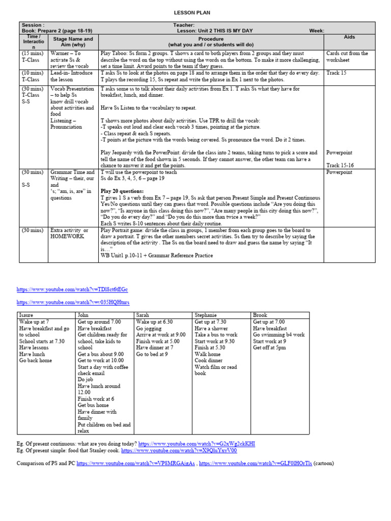 Prepare 2 - LP - Unit 2.1 | PDF